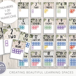 BOHO FARMHOUSE Number Posters, Tens Frames Number Posters, Numicon ...