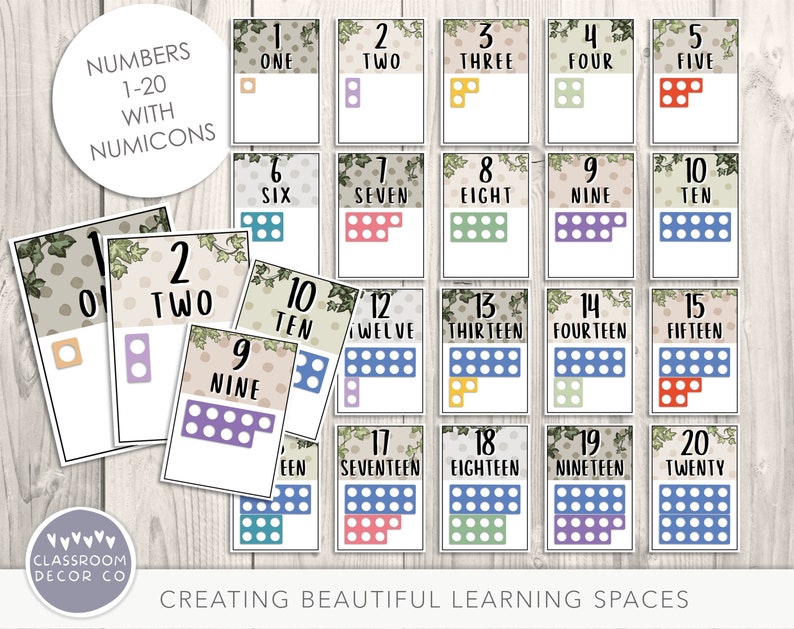 BOHO FARMHOUSE Number Posters, Tens Frames Number Posters, Numicon ...