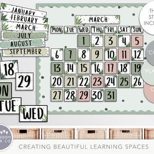 PLANTS & FOLIAGE Classroom Calendar, Modern Plants Classroom Calendar ...