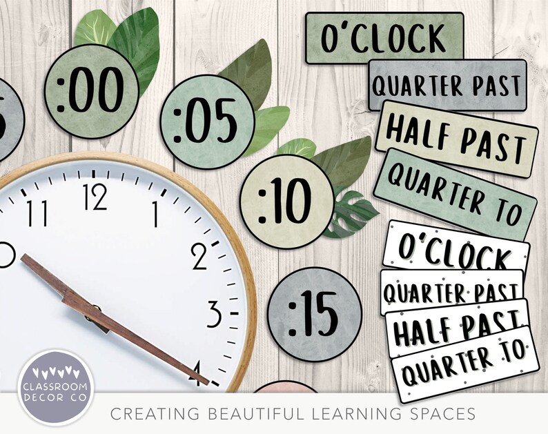 PLANTS & FOLIAGE Clock Numbers, Clock Printables, Classroom Printables ...