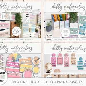 DOTTY WATERCOLOR Complete Bundle, Classroom Labels, Custom Classroom ...