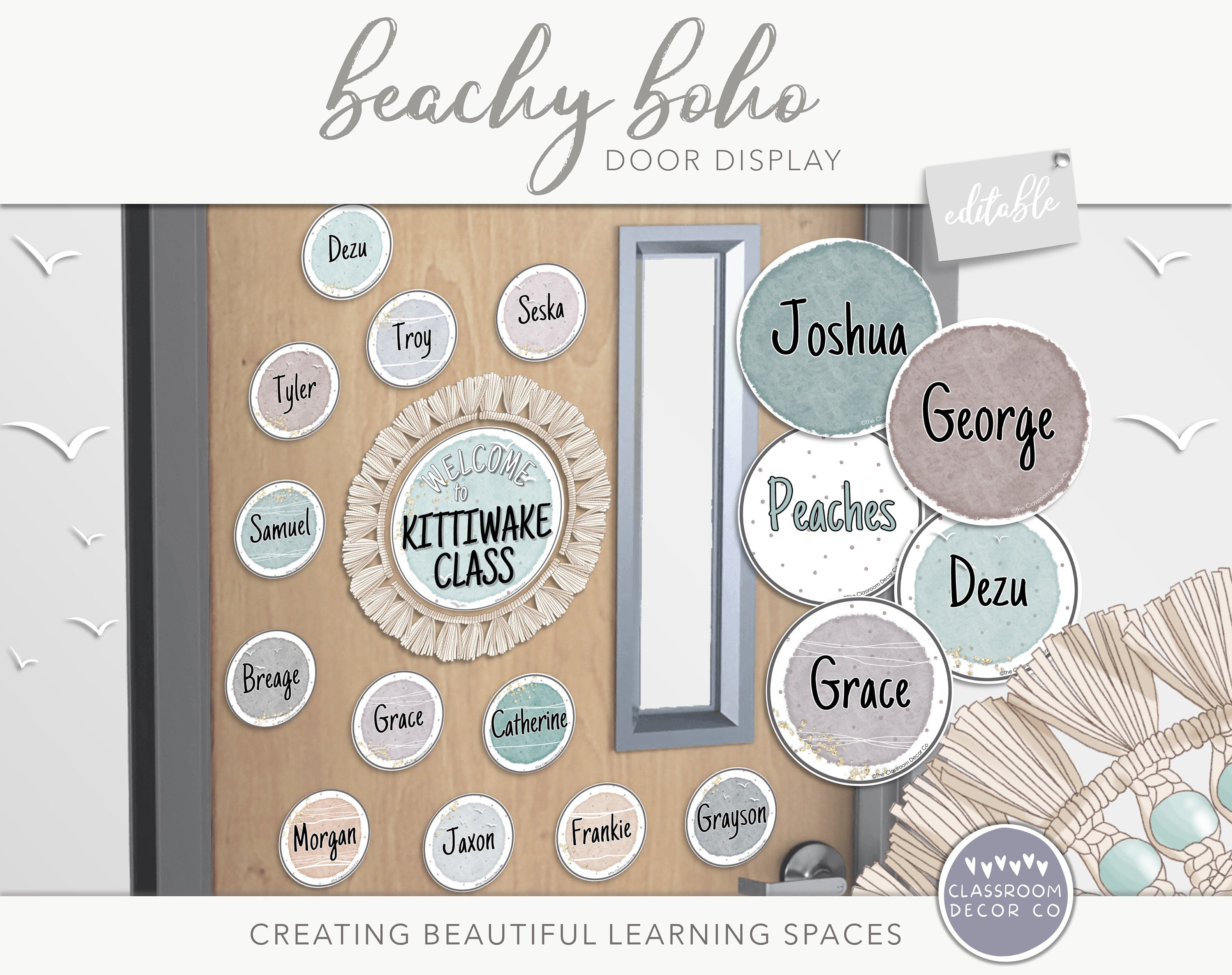 BEACHY BOHO Classroom Door Display Customizable Display - Etsy