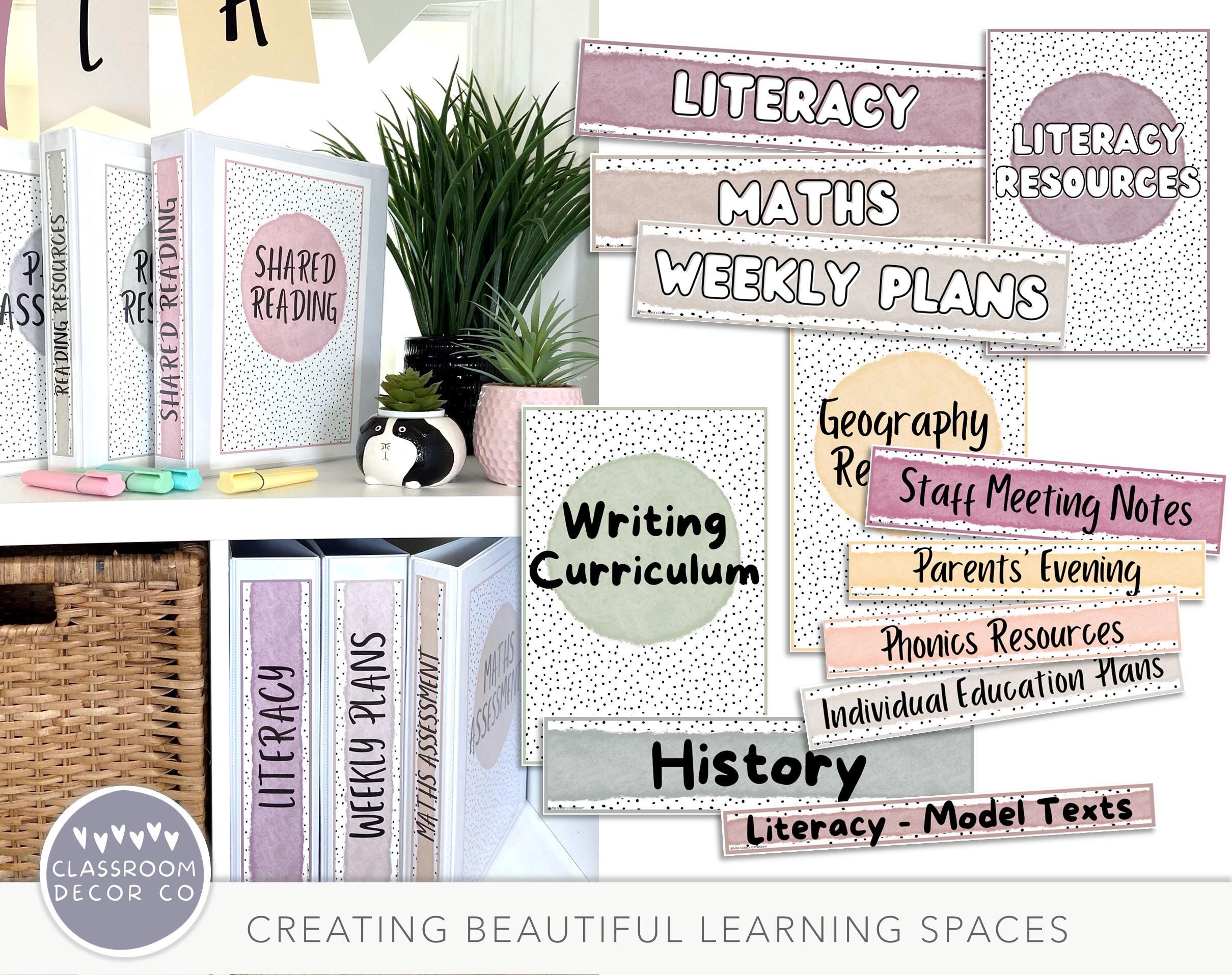 DOTTY BOHO Binder Covers and Spines, Boho Classroom Folder Labels ...