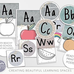 BEACHY BOHO Alphabet Posters, Classroom Letters Display, Letter ...