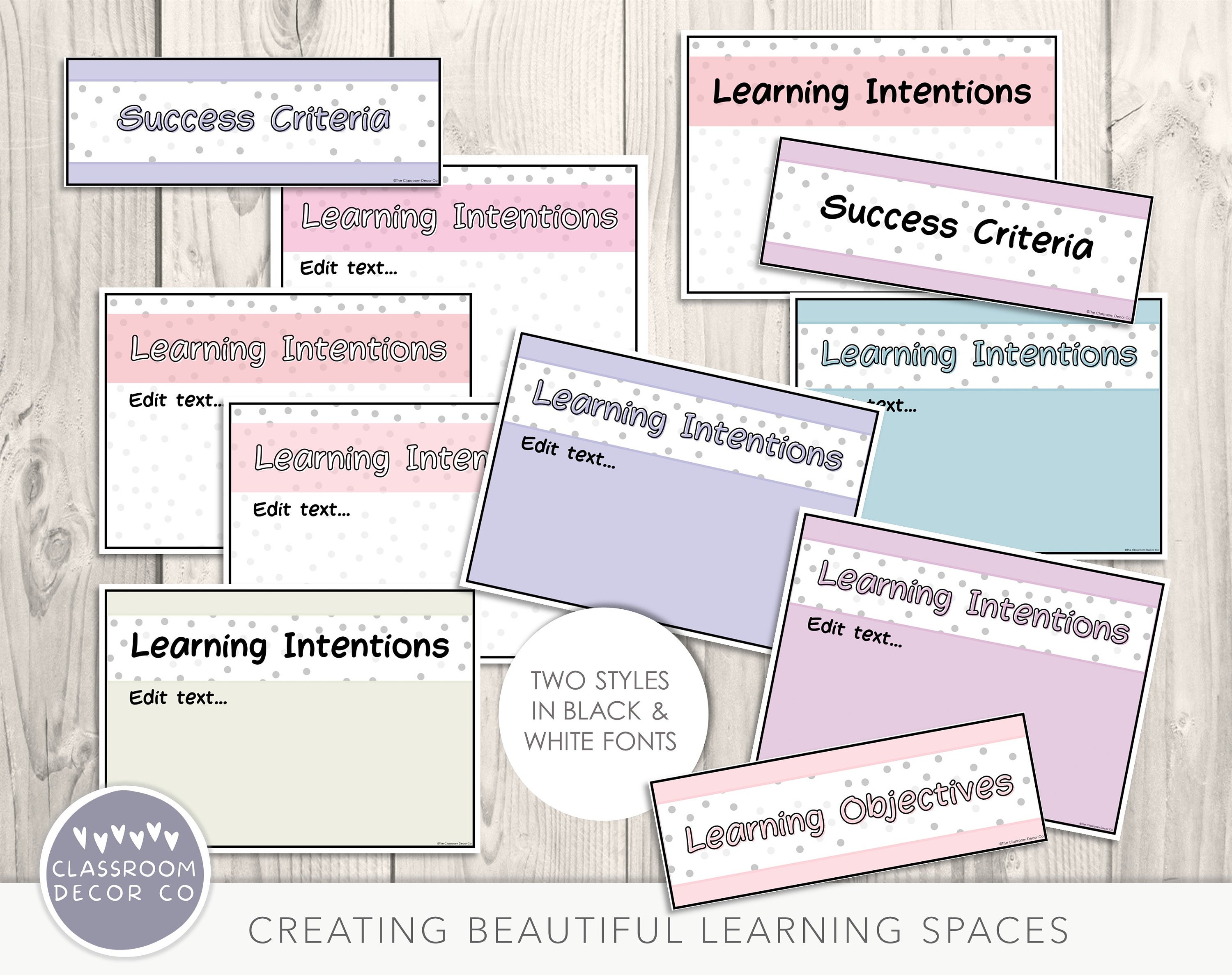 PASTEL CUTIE Learning Intentions, Learning Objective Poster, Success ...