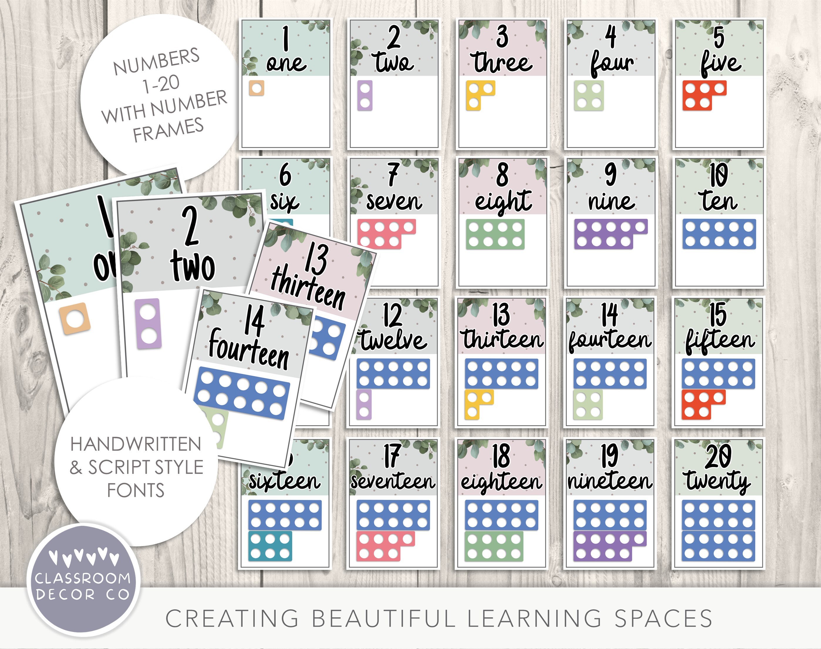 EUCALYPTUS Number Posters Tens Frames Number Posters Numicon - Etsy ...