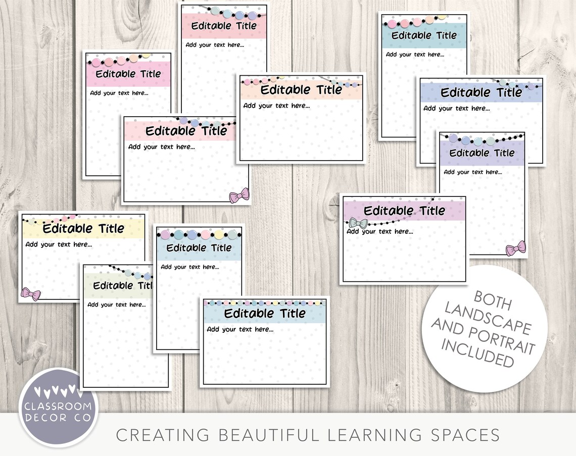 PASTEL CUTIE Editable Classroom Posters, Soft Pastel Class Display ...