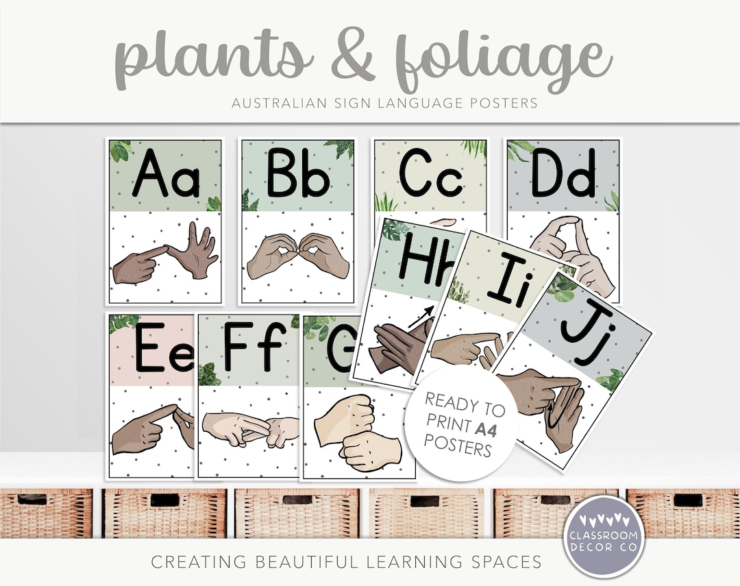 PLANTS & FOLIAGE AUSLAN Sign Language Posters Australian Sign - Etsy
