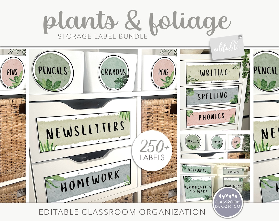 PLANTS & FOLIAGE Storage Label Bundle, Classroom Organization Labels ...