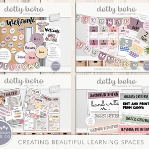 DOTTY BOHO Complete Classroom Display Label Bundle, Neutral Classroom ...