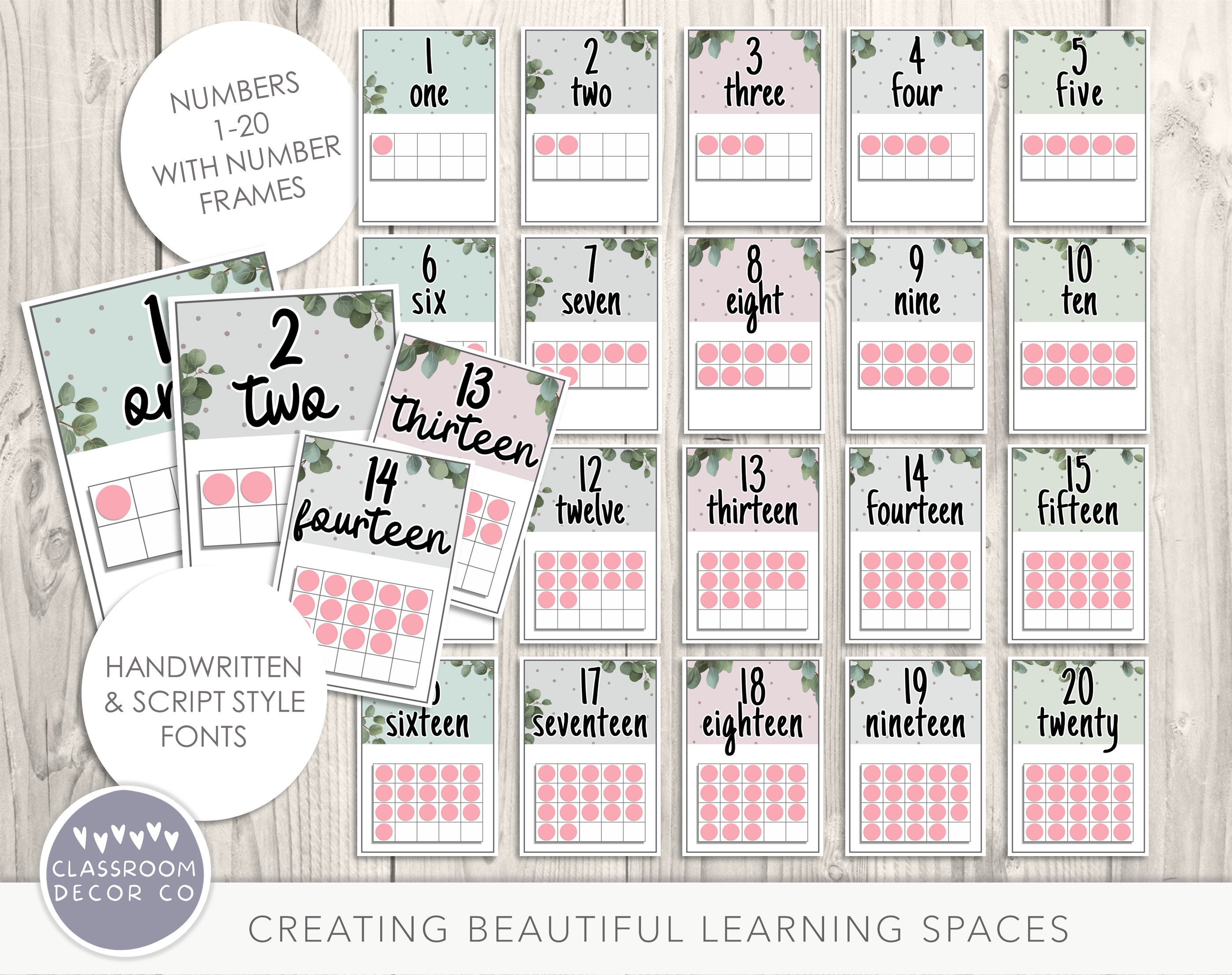 EUCALYPTUS Number Posters Tens Frames Number Posters Numicon - Etsy ...