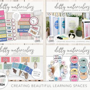 DOTTY WATERCOLOR Complete Bundle, Classroom Labels, Custom Classroom ...