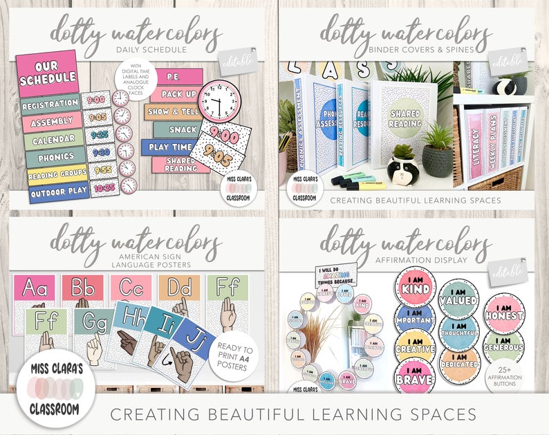 DOTTY WATERCOLOR Complete Bundle Classroom Labels Custom - Etsy