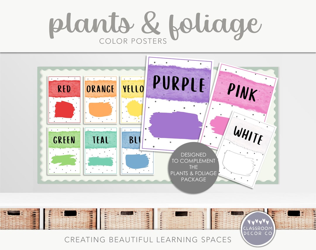 PLANTS & FOLIAGE Color Posters, Classroom Printables, Modern Boho ...