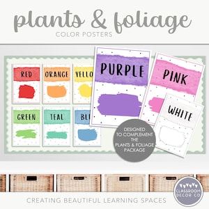 PLANTS & FOLIAGE Color Posters, Classroom Printables, Modern Boho ...