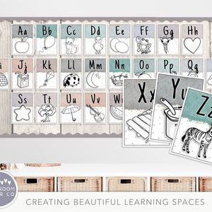 BEACHY BOHO Alphabet Posters Classroom Letters Display - Etsy