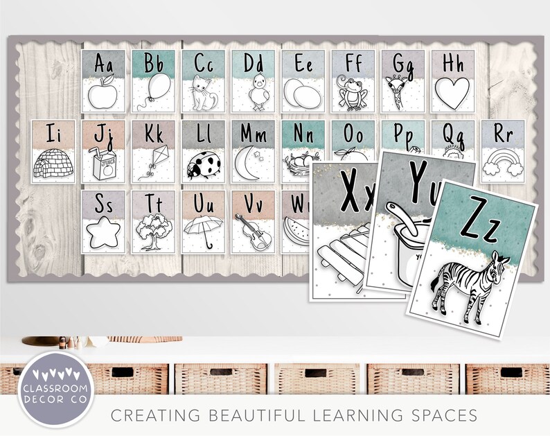 BEACHY BOHO Alphabet Posters Classroom Letters Display - Etsy