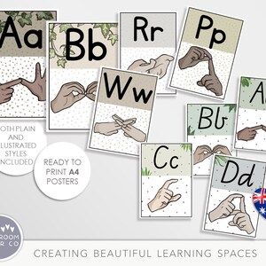 BOHO FARMHOUSE AUSLAN Sign Language Posters, Australian Sign Language ...