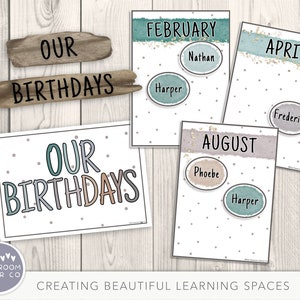 BEACHY BOHO Birthday Display, Celebration Classroom Display, Rustic ...