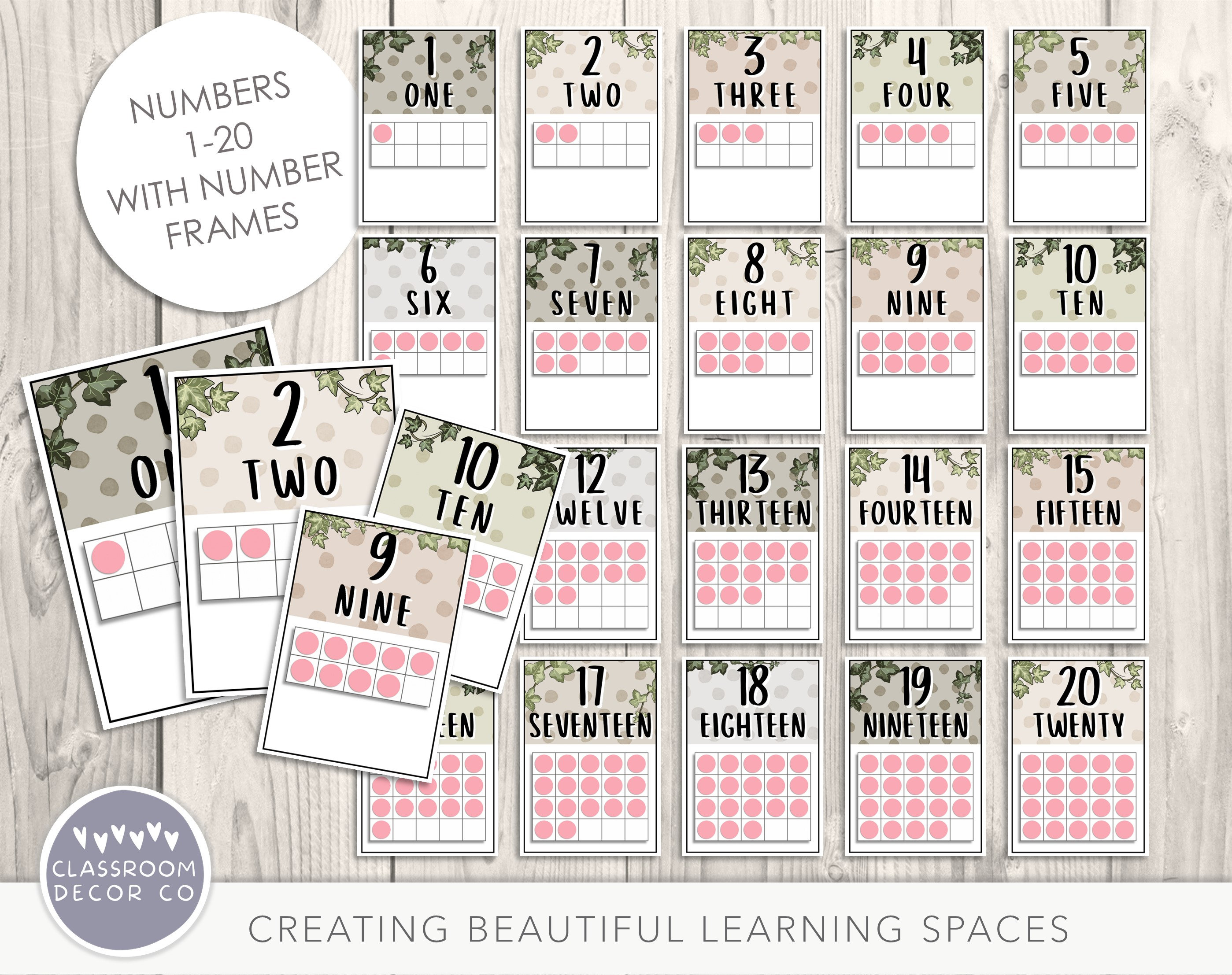 BOHO FARMHOUSE Number Posters, Tens Frames Number Posters, Numicon ...