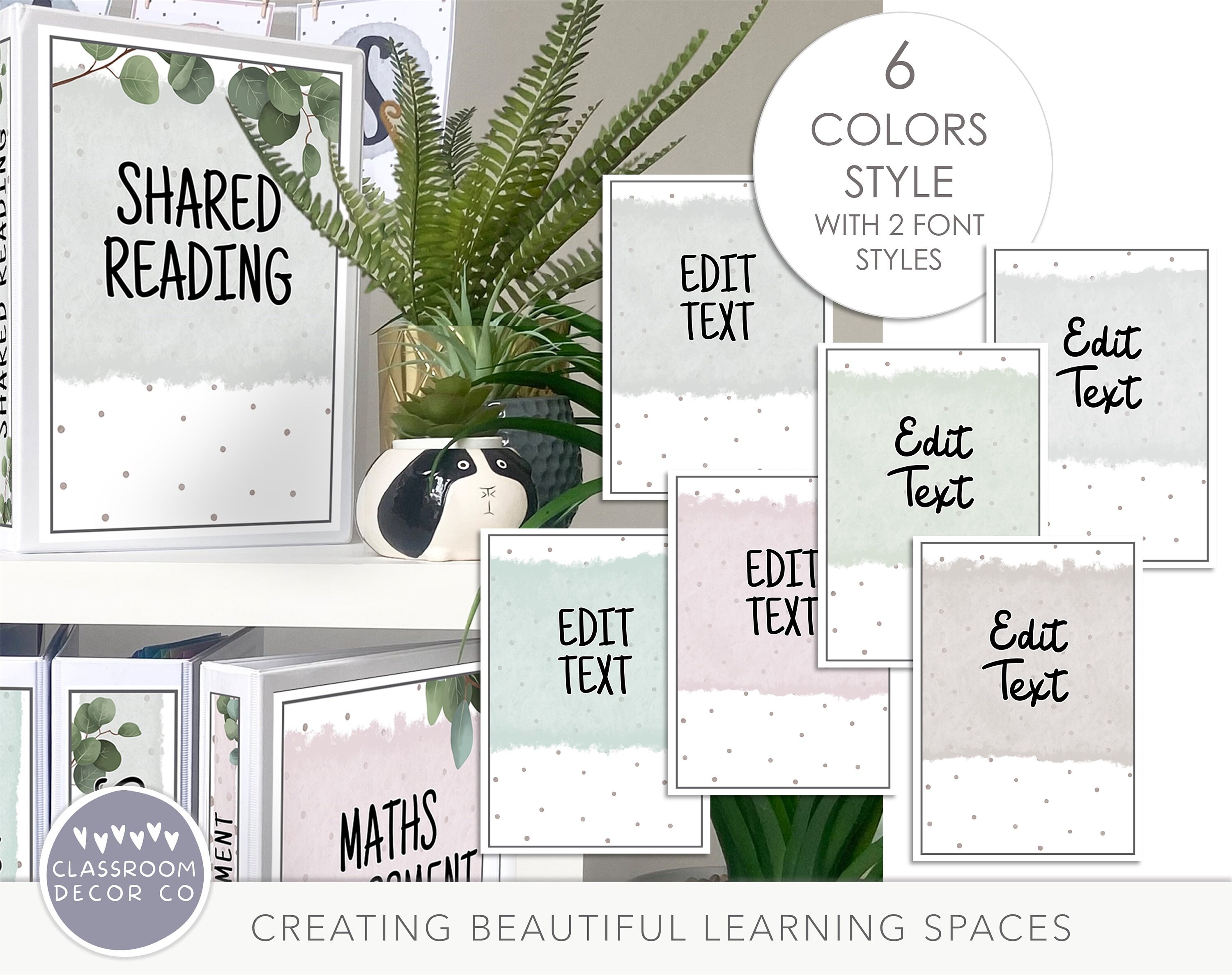 EUCALYPTUS Binder Covers and Spines, Classroom Organization Labels ...