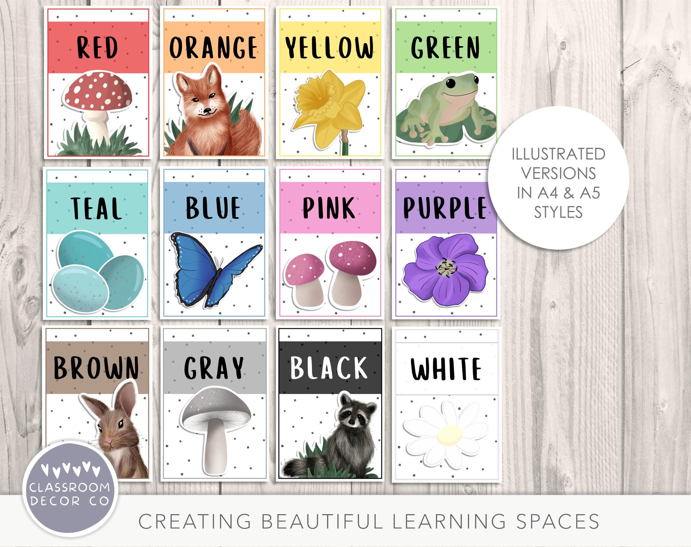 ENCHANTED FOREST Color Posters, Classroom Printables, Rustic Woodland ...