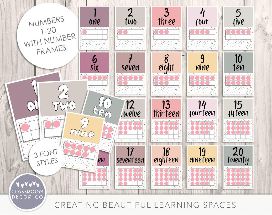 DOTTY BOHO Number Posters, Tens Frames Number Posters, Numicon Display ...