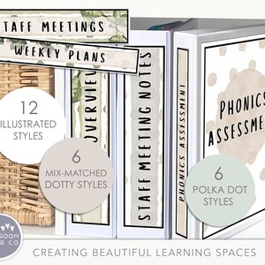 BOHO FARMHOUSE Binder Covers and Spines, Custom Classroom Organization ...