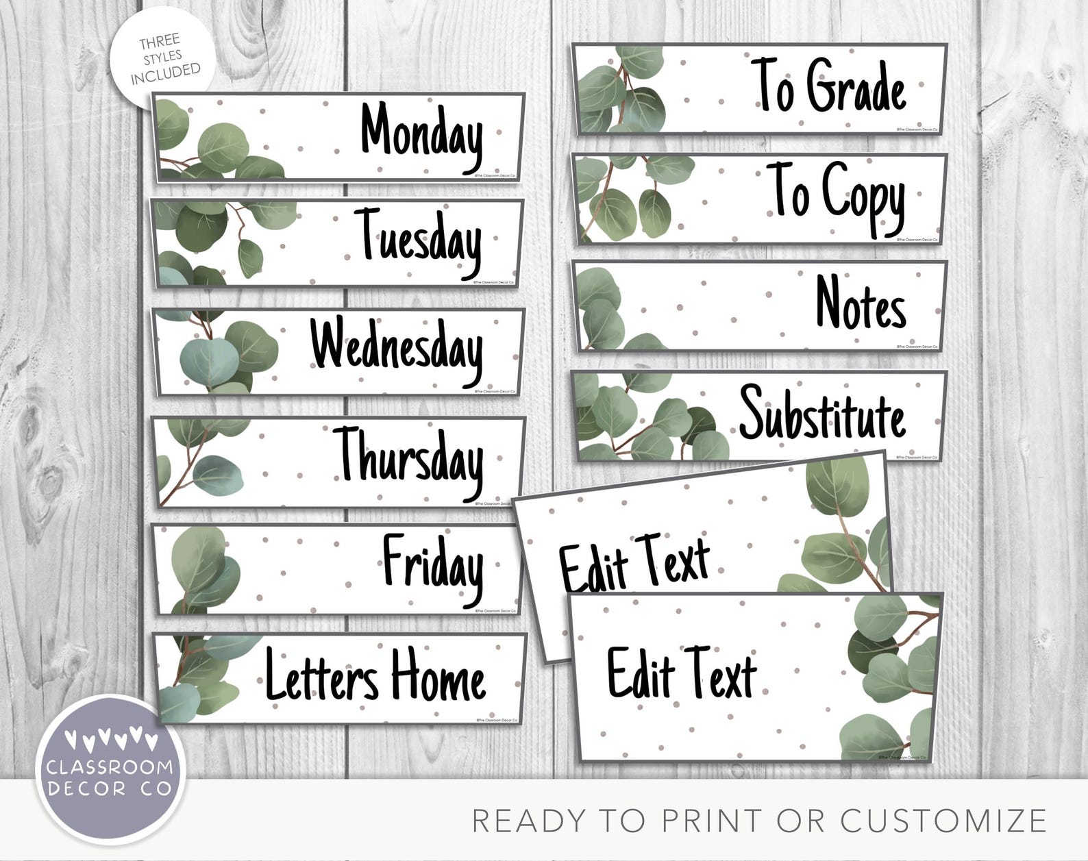 EUCALYPTUS Teacher Trolley Labels, 10 Drawer Rolling Cart Label Bundle ...
