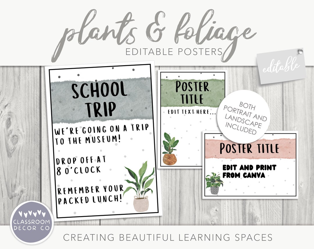 PLANTS & FOLIAGE Editable Classroom Posters Modern Plants - Etsy