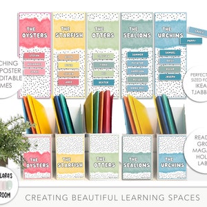 DOTTY WATERCOLOR Reading Groups, Magazine Holder Labels and Reading ...