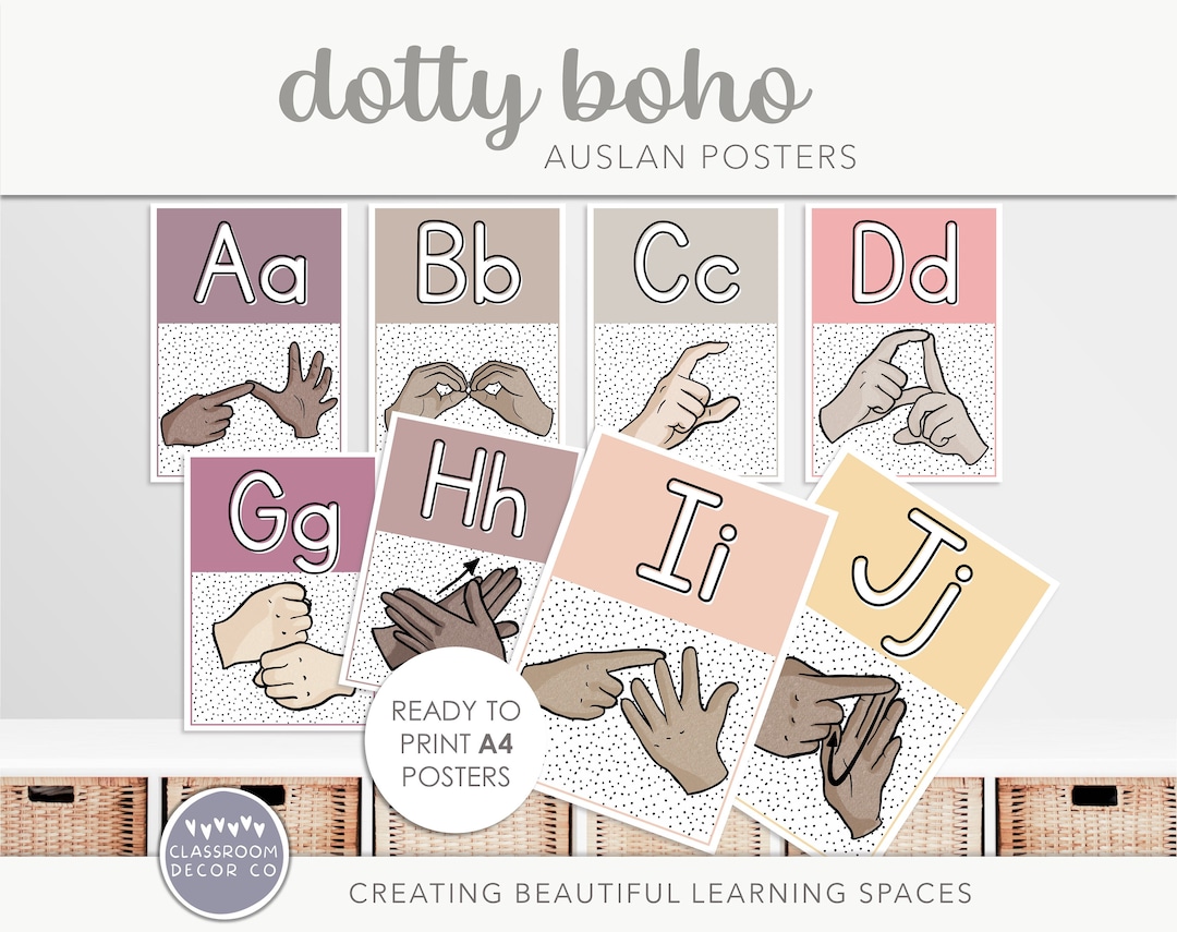 DOTTY BOHO Auslan Sign Language Posters AUSLAN Display - Etsy