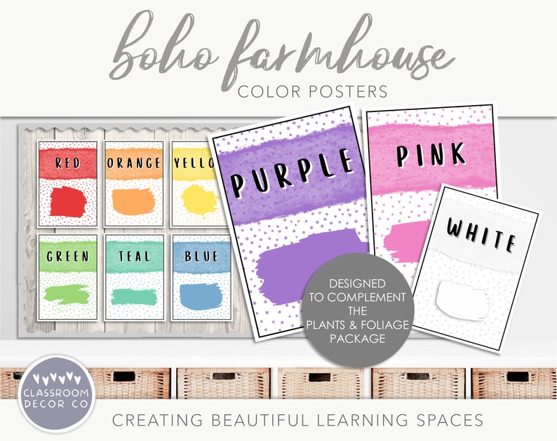 BOHO FARMHOUSE Color Posters Classroom Printables Modern - Etsy