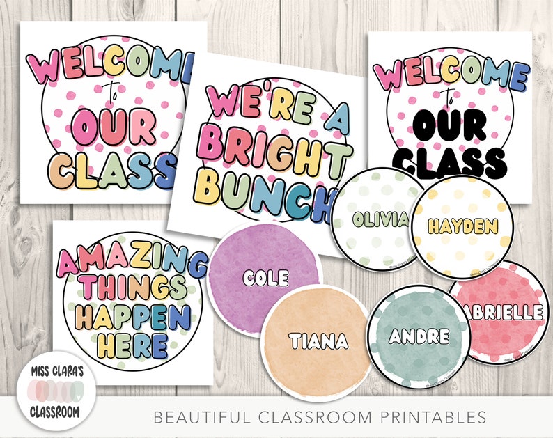 POLKA DOTS BRIGHTS Classroom Door Display Customizable - Etsy