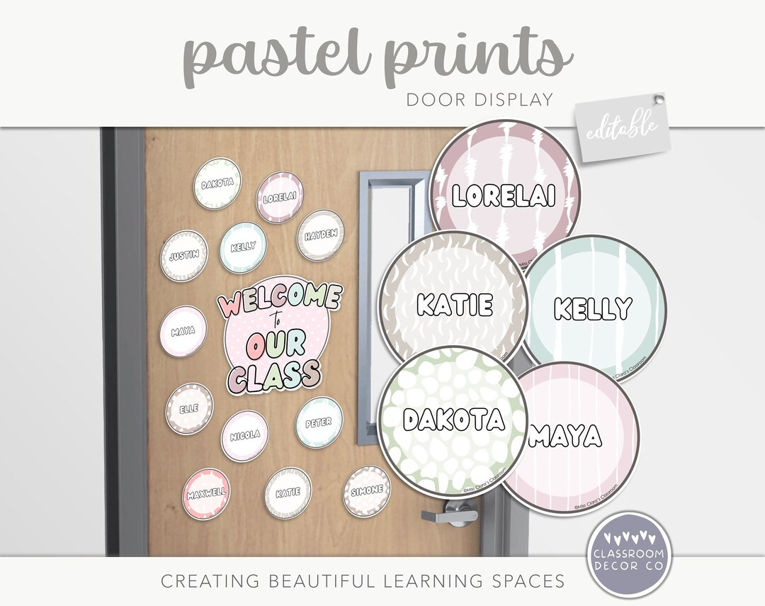 PASTEL PRINTS Classroom Door Display, Customizable Display, Classroom ...