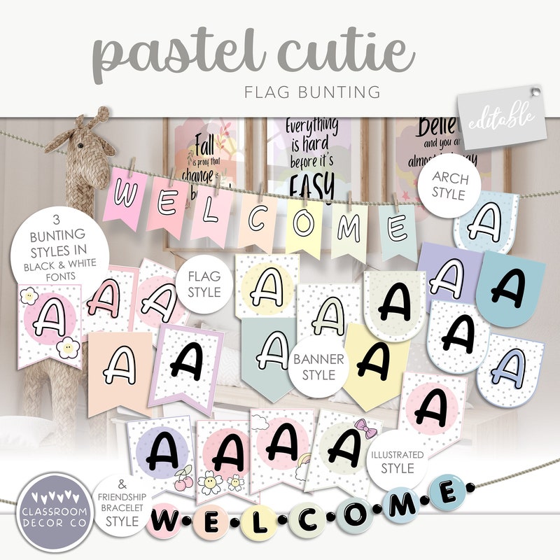 Pastel Bunting - Etsy