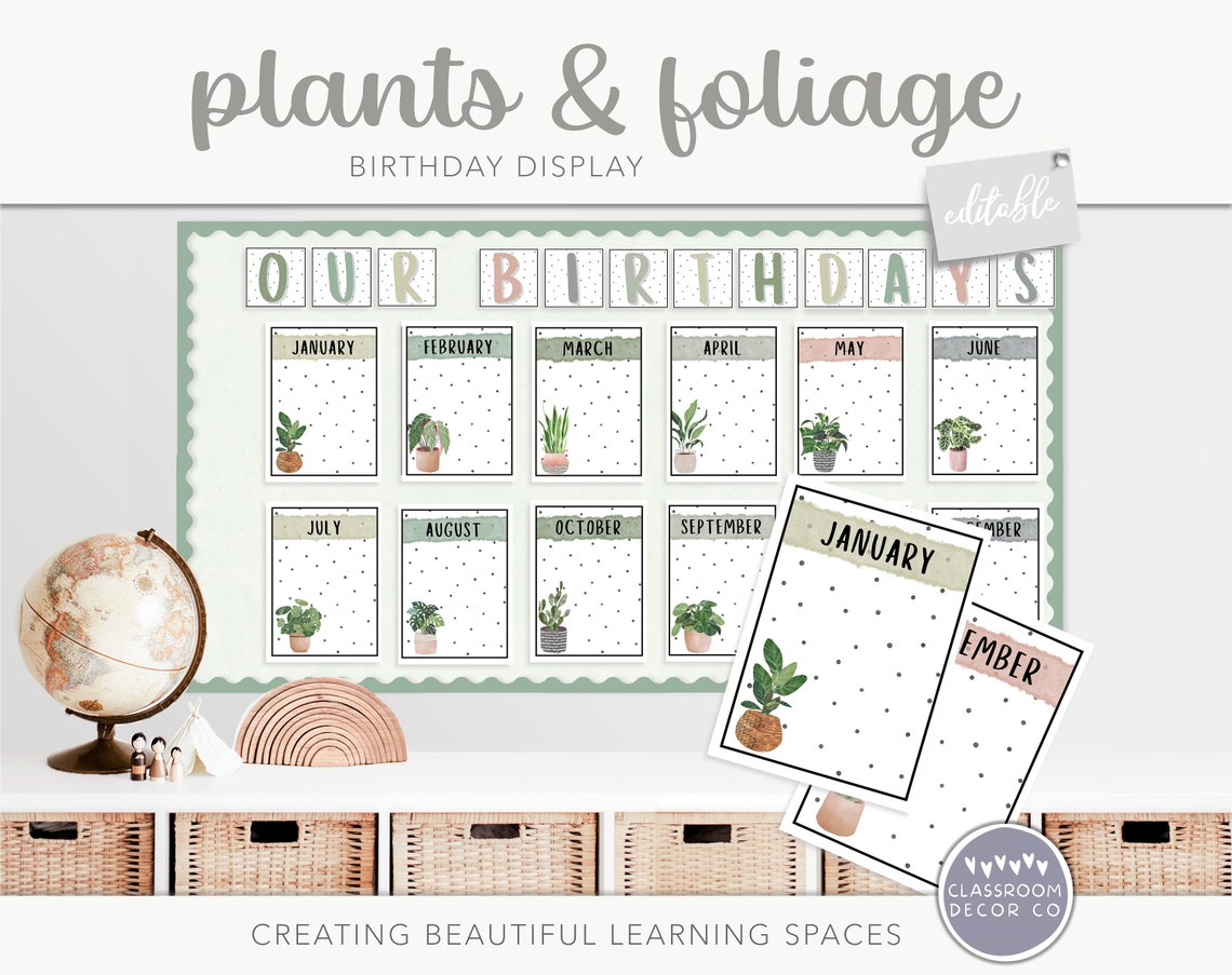 PLANTS & FOLIAGE Birthday Display, Celebration Classroom Display ...