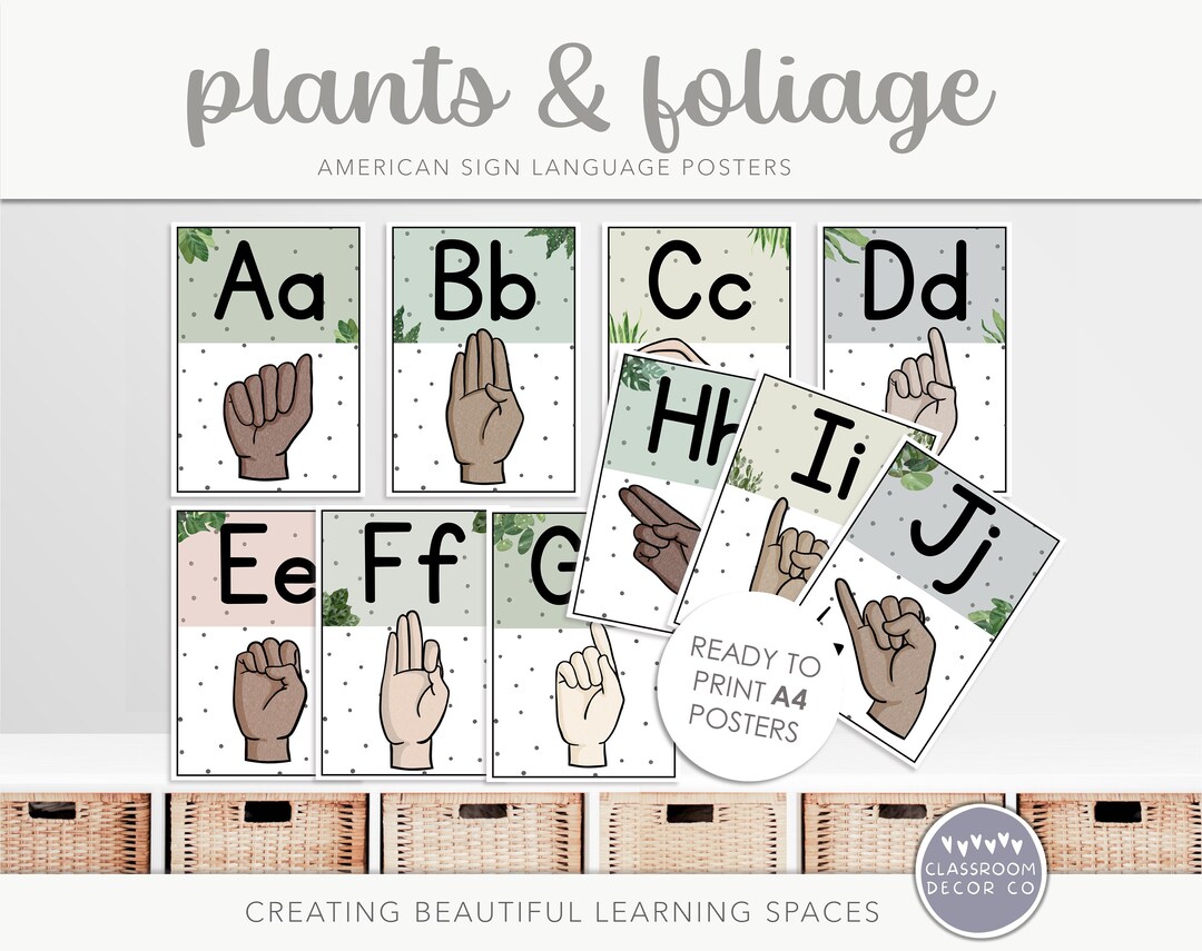 PLANTS & FOLIAGE American Sign Language Posters, ASL Display, Sign ...