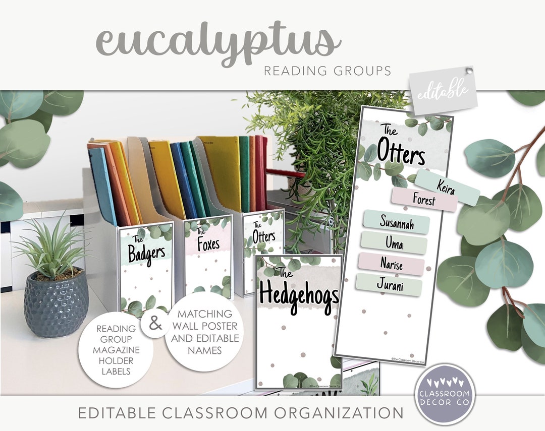 EUCALYPTUS Reading Groups Labels, Classroom Group Organization Labels ...