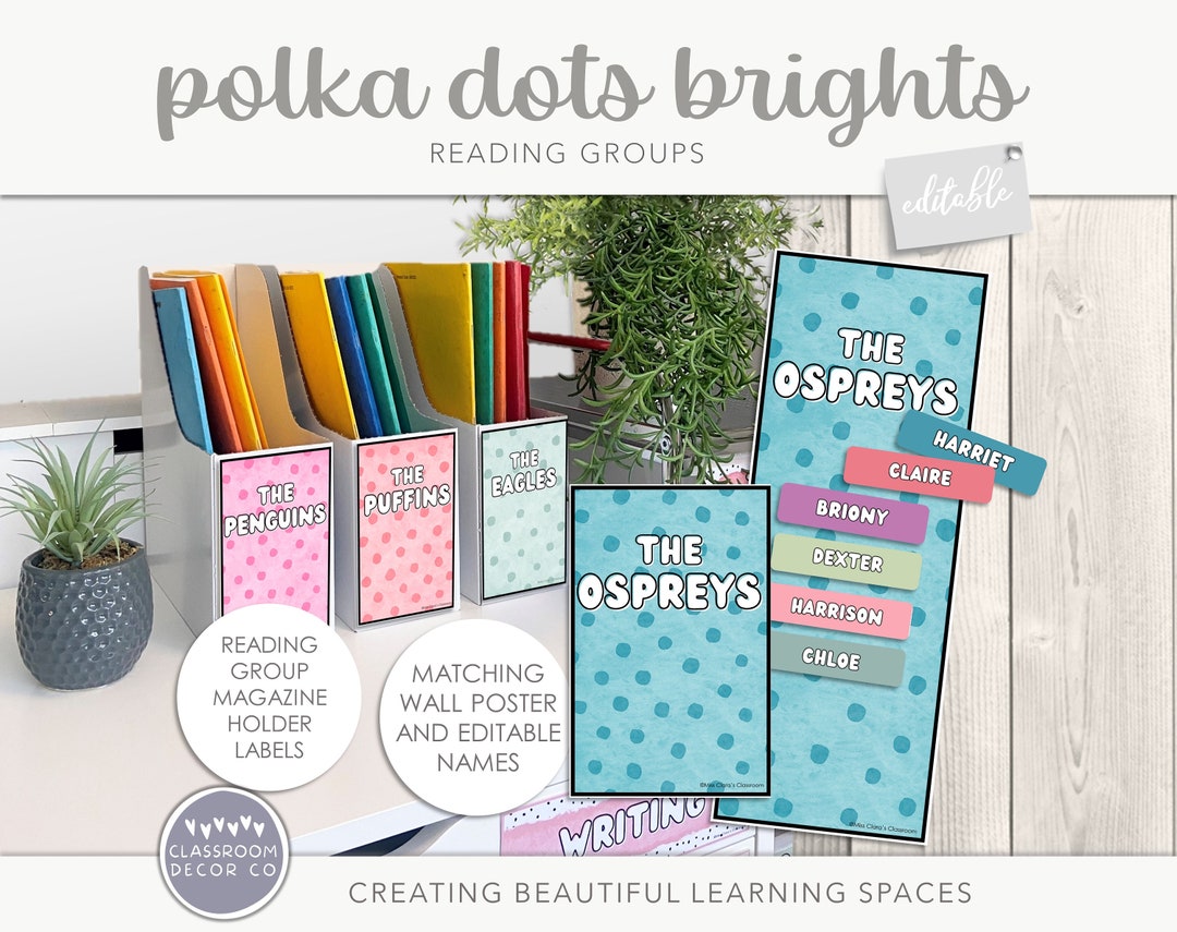POLKA DOTS ‘BRIGHTS’ Reading Groups Labels, Classroom Group ...