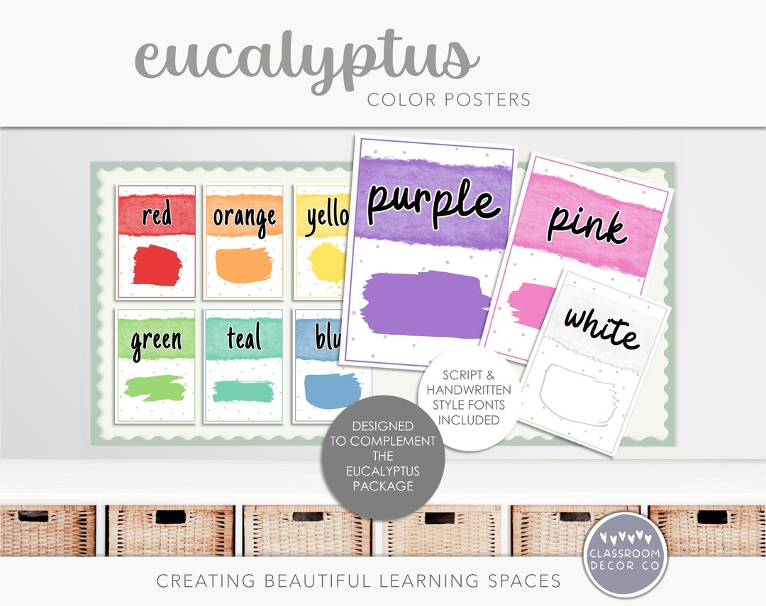 EUCALYPTUS Color Posters, Classroom Printables, Modern Boho Plants ...