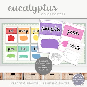 EUCALYPTUS Color Posters, Classroom Printables, Modern Boho Plants ...