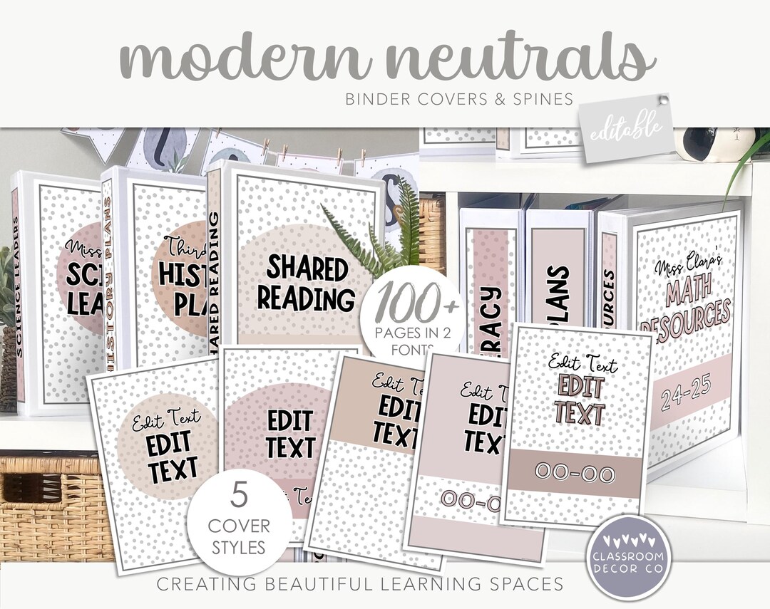 MODERN NEUTRALS Binder Covers and Spines | Classroom Organization ...