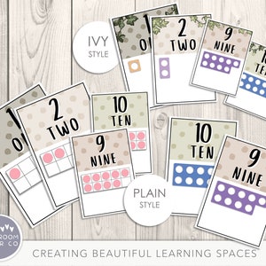 BOHO FARMHOUSE Number Posters, Tens Frames Number Posters, Numicon ...