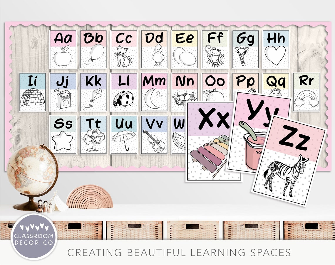PASTEL CUTIE Alphabet Posters, Classroom Letters Display, Letter ...