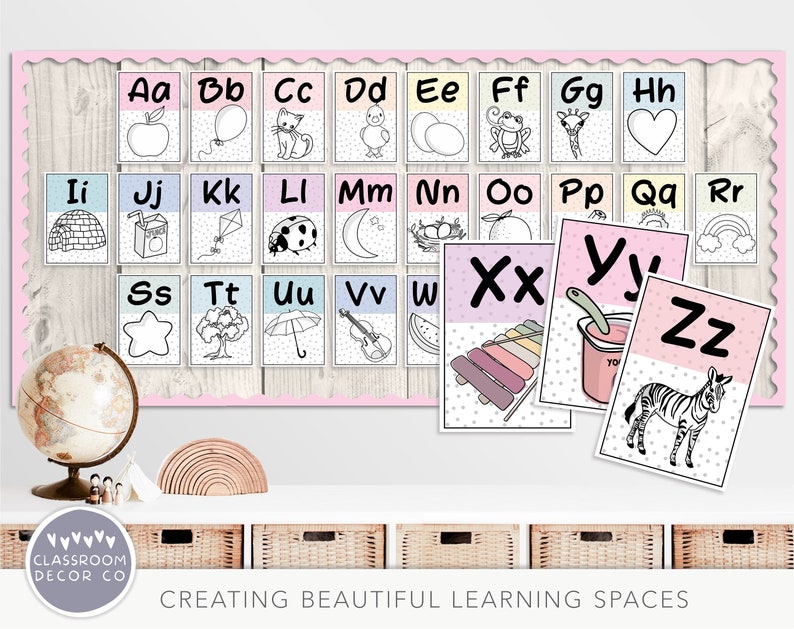 PASTEL CUTIE Alphabet Posters, Classroom Letters Display, Letter ...