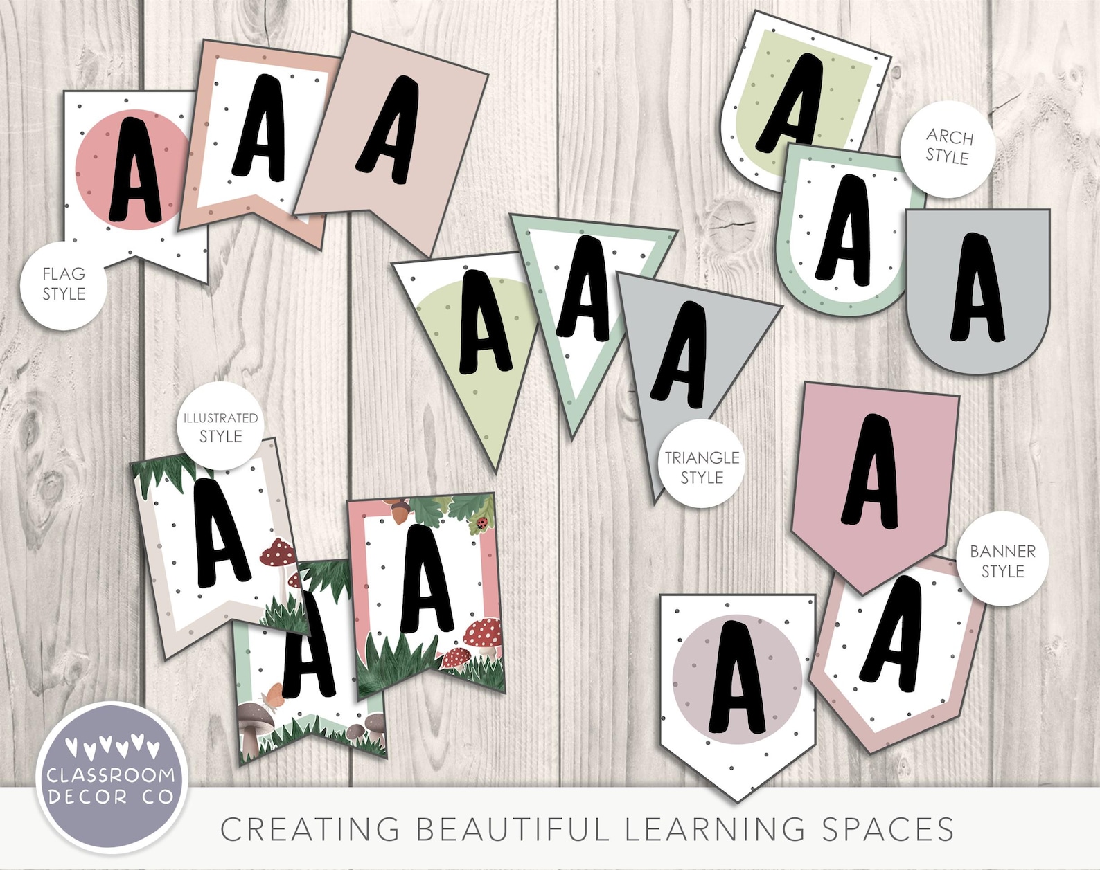 ENCHANTED FOREST Flag Bunting, Custom Classroom Lettering Display ...