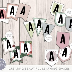 ENCHANTED FOREST Flag Bunting, Custom Classroom Lettering Display ...