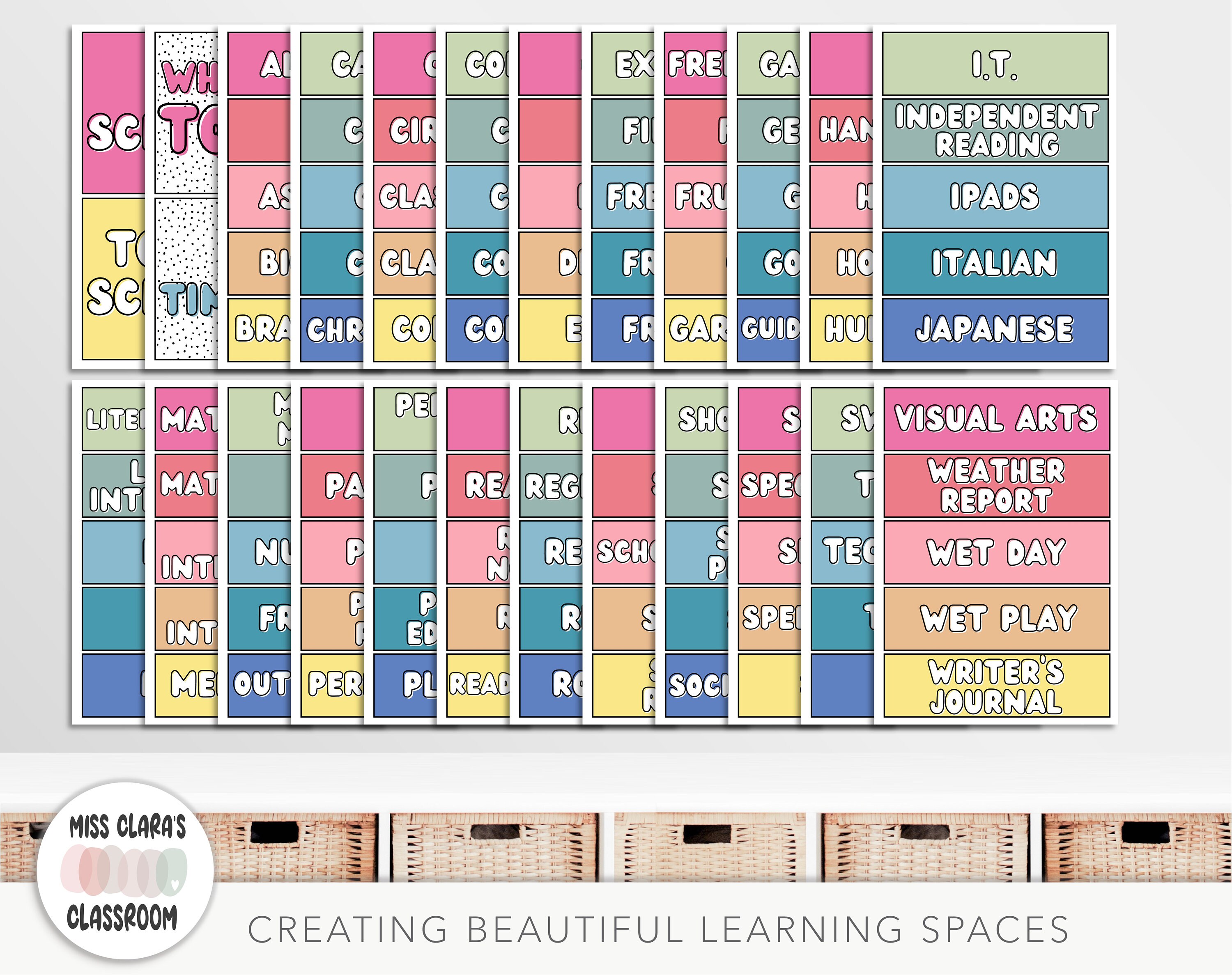 DOTTY WATERCOLOR Daily Schedule Visual Timetable Classroom - Etsy