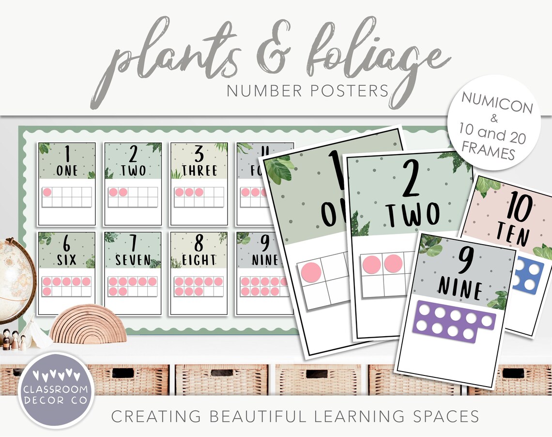 PLANTS & FOLIAGE Number Posters Tens Frames Number Posters - Etsy